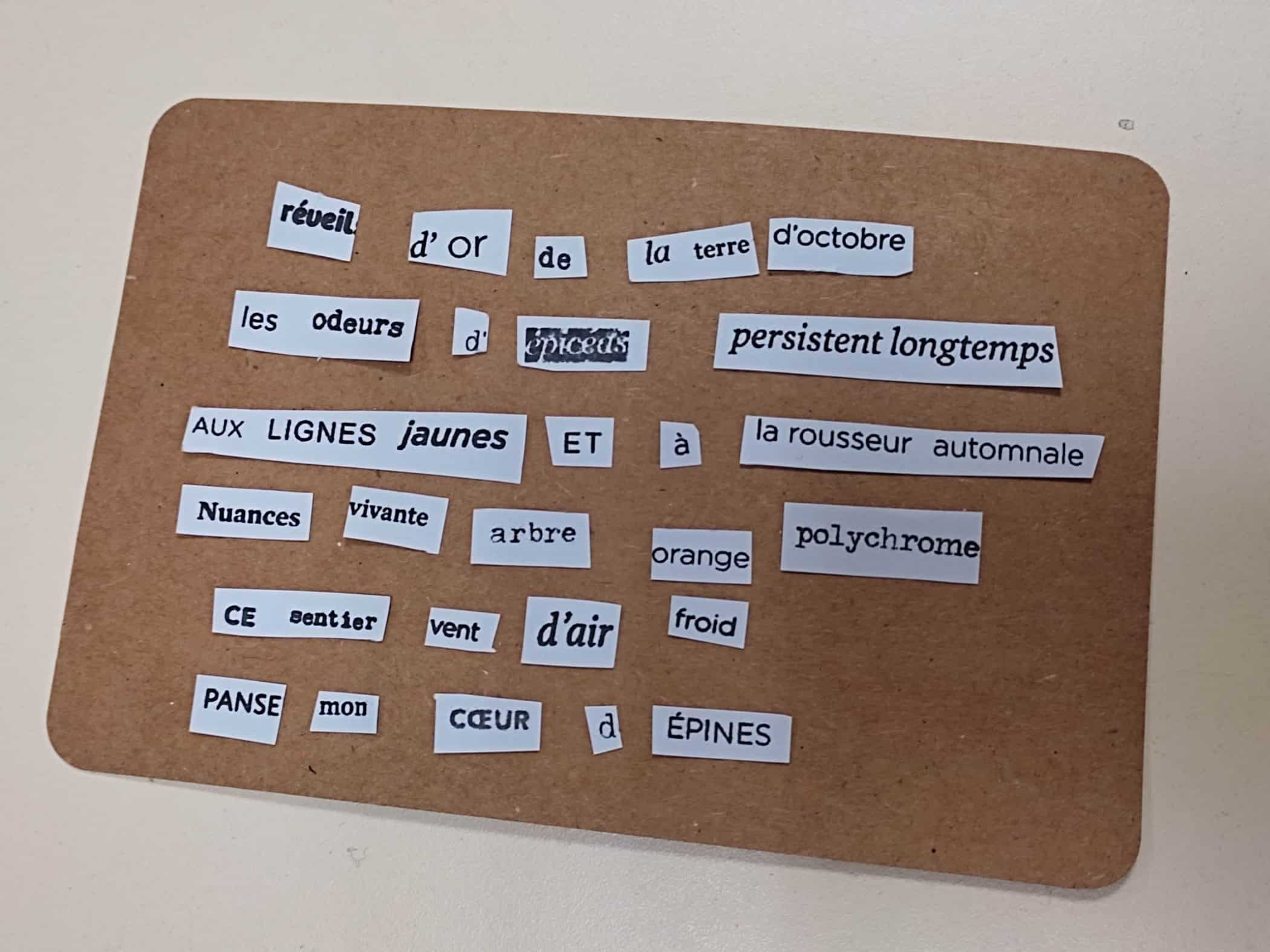 Ateliers d'écriture : collage de mots - Campus Provence Verte